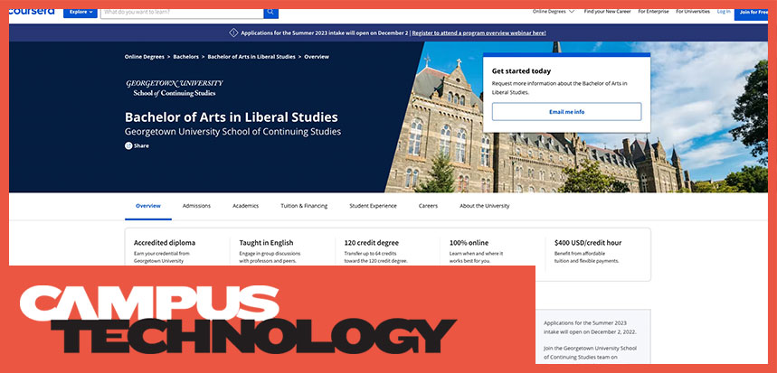 Georgetown Launches Bachelor's Completion Program on Coursera -- Campus Technology